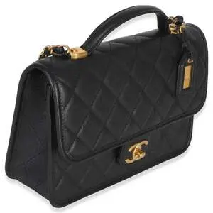 Chanel Quilted Caviar Top Handle Flap Bag