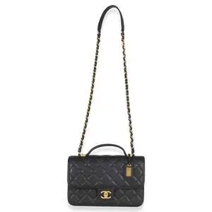 Chanel Quilted Caviar Top Handle Flap Bag