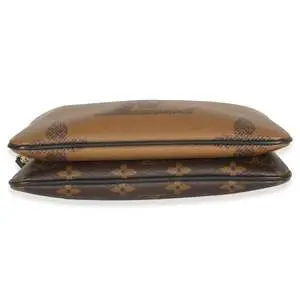 LOUIS VUITTON Reverse Monogram Giant Canvas Double Zip Pochette - Brown