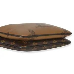 LOUIS VUITTON Reverse Monogram Giant Canvas Double Zip Pochette - Brown