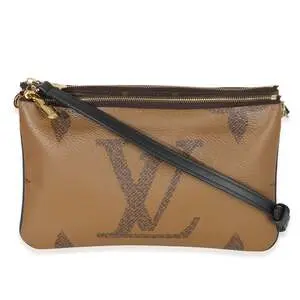 LOUIS VUITTON Reverse Monogram Giant Canvas Double Zip Pochette - Brown