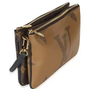 LOUIS VUITTON Reverse Monogram Giant Canvas Double Zip Pochette - Brown