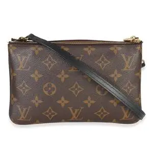 LOUIS VUITTON Reverse Monogram Giant Canvas Double Zip Pochette - Brown