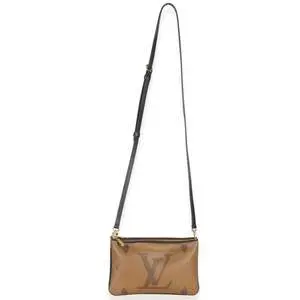 LOUIS VUITTON Reverse Monogram Giant Canvas Double Zip Pochette - Brown