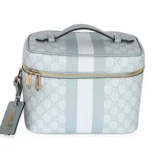 Gucci Light Gg Supreme Monogram Dollar Calfskin Savoy Vanity Case - Blue