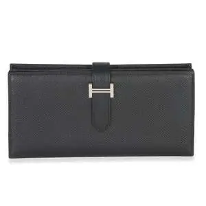 Hermès Black Epsom Bearn Wallet PHW Black