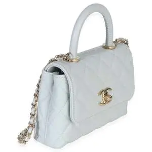 Chanel Coco Handle Clutch With Chain - Blue