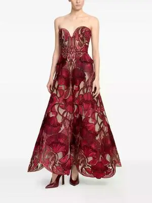 Elie Saab Strapless Tulle Midi Dress