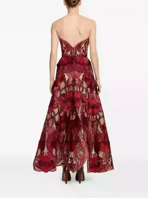 Elie Saab Strapless Tulle Midi Dress