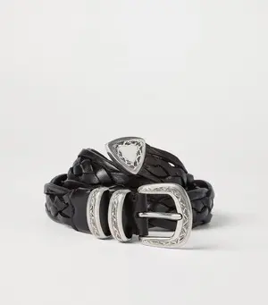 Brunello Cucinelli Calfskin Woven Belt - Brown