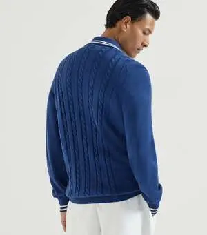 Brunello Cucinelli Cotton Cable-knit Cardigan - Blue
