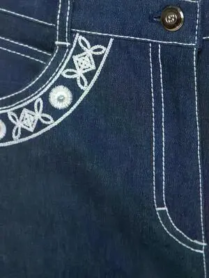 Escada Floral-embroidered Denim Jeans