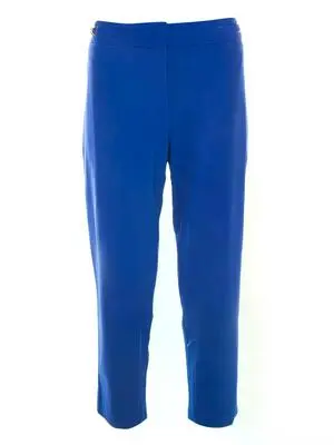 Escada High-waisted Trousers With Gold Clasp Detail - Blue