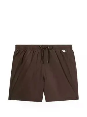 MC2 SAINT BARTH Logo-patch Drawstring Swim Shorts - Brown