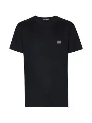 Dolce & Gabbana Cotton T-shirt With Branded Tag - Blue