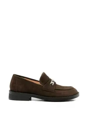 ADRIANNA FERETTI Woven Suede Loafers With Horsebit Detail