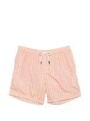 BARBA NAPOLI Floral-print Drawstring Swim Shorts - Orange