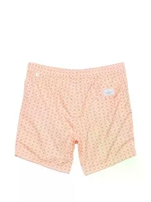BARBA NAPOLI Floral-print Drawstring Swim Shorts - Orange