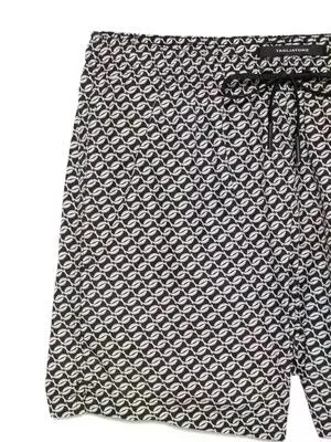 Tagliatore Geometric-print Swim Shorts - Black