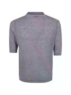 BALLANTYNE Micro-check Collared T-shirt - Grey
