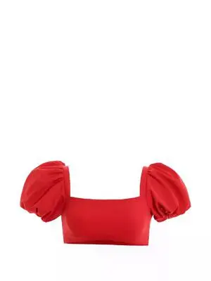 Agua Bendita Calista Puff-sleeve Bikini Top - Red
