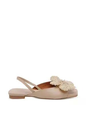 ANGEL ALARCON Flower Detail Slingback Flats - Neutrals