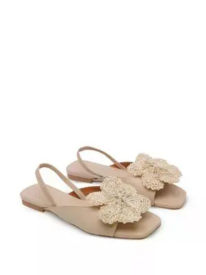 ANGEL ALARCON Flower Detail Slingback Flats - Neutrals
