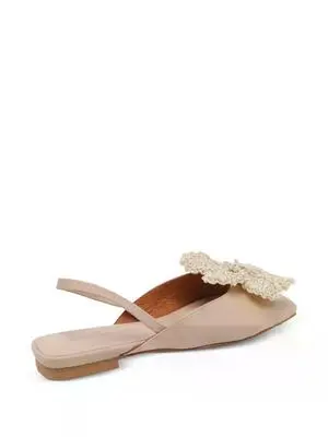ANGEL ALARCON Flower Detail Slingback Flats - Neutrals