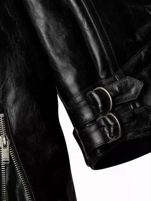 Saint Laurent Belted Leather Biker Jacket - Black