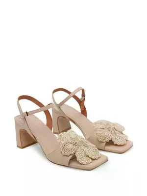 ANGEL ALARCON Floral-appliqué Leather Sandals