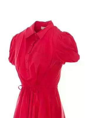 TWINSET Balloon-sleeve Midi Shirt Dress - Red