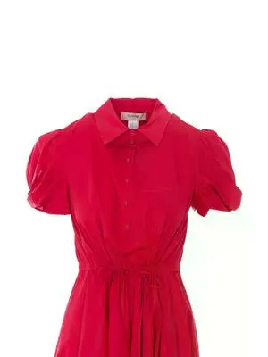 TWINSET Balloon-sleeve Midi Shirt Dress - Red