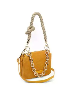 MY BEST BAG FIRENZE Suede Shoulder Bag With Rope Handle - Yellow