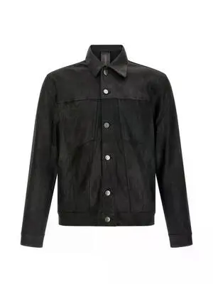 GIORGIO BRATO Velour-texture Leather Jacket - Black