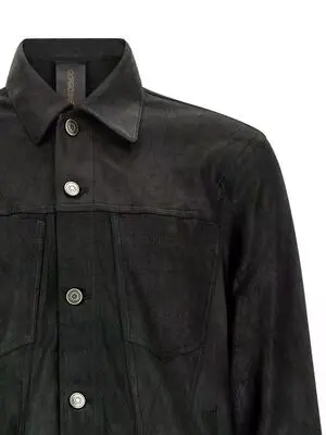 GIORGIO BRATO Velour-texture Leather Jacket - Black