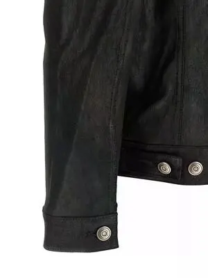 GIORGIO BRATO Velour-texture Leather Jacket - Black