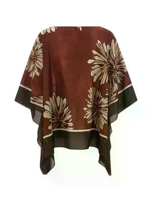 Brunello Cucinelli Floral-print Silk Blouse - Brown