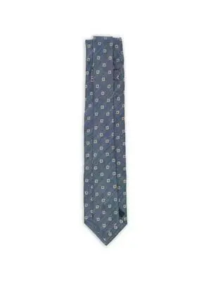 BARBA NAPOLI Geometric-pattern Necktie - Blue