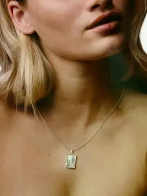 FREYA ROSE Rectangle Moon Pendant - Silver