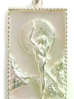 FREYA ROSE Rectangle Moon Pendant - Silver