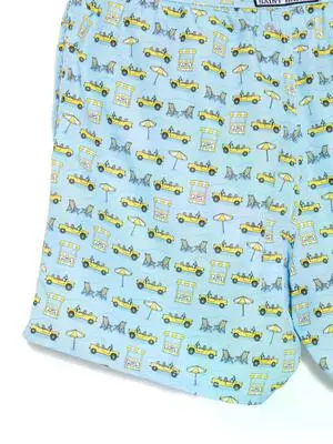 MC2 SAINT BARTH Car-print Drawstring Swim Shorts - Blue