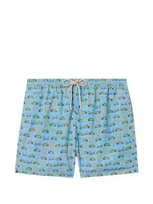 MC2 SAINT BARTH Car-print Drawstring Swim Shorts - Blue