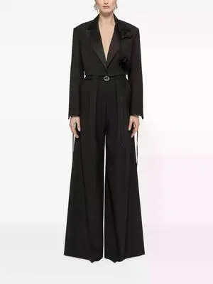 NISSA Pleated Wide-leg Trousers - Black