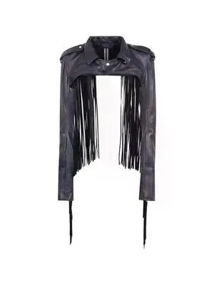 Rick Owens Fringe-trimmed Leather Jacket