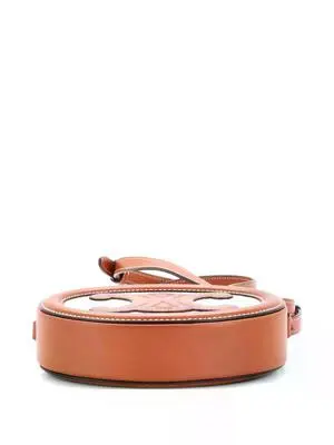 Celine Triomphe Oval Canvas And Leather Crossbody Bag - Brown
