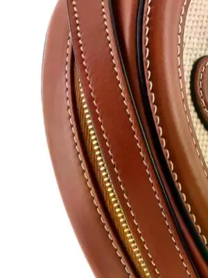 Celine Triomphe Oval Canvas And Leather Crossbody Bag - Brown