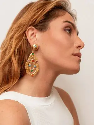 Sylvia Toledano Ava Goldtone Earrings With Stones Multicolour