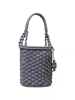 Tory Burch Ella Hand-crocheted Popcorn Bucket Bag - Grey