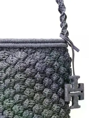 Tory Burch Ella Hand-crocheted Popcorn Bucket Bag - Grey