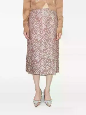 Tory Burch Silk Jacquard Skirt - Pink